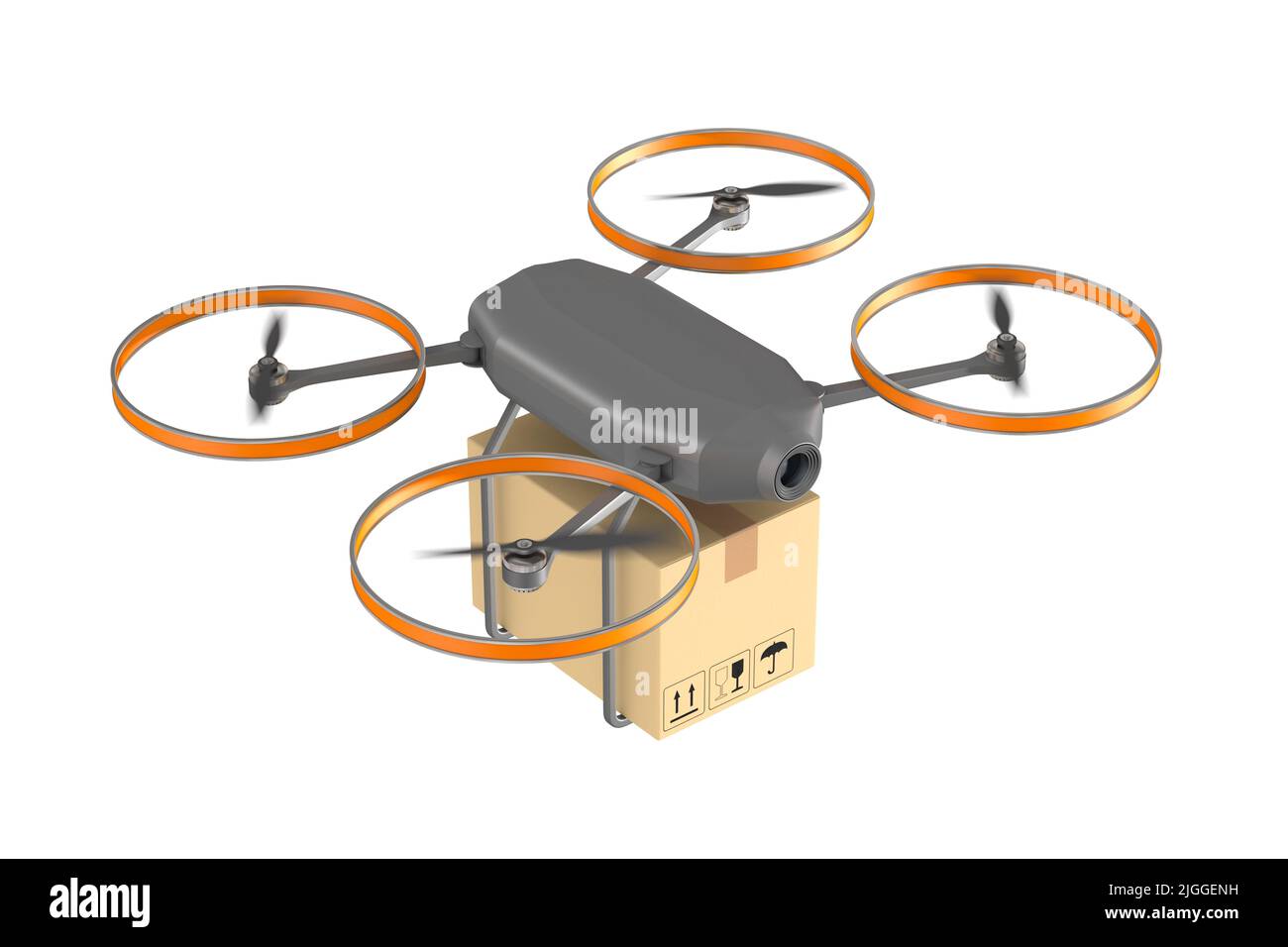 Drone with cargo box on white background. Isolated 3d illustration ...