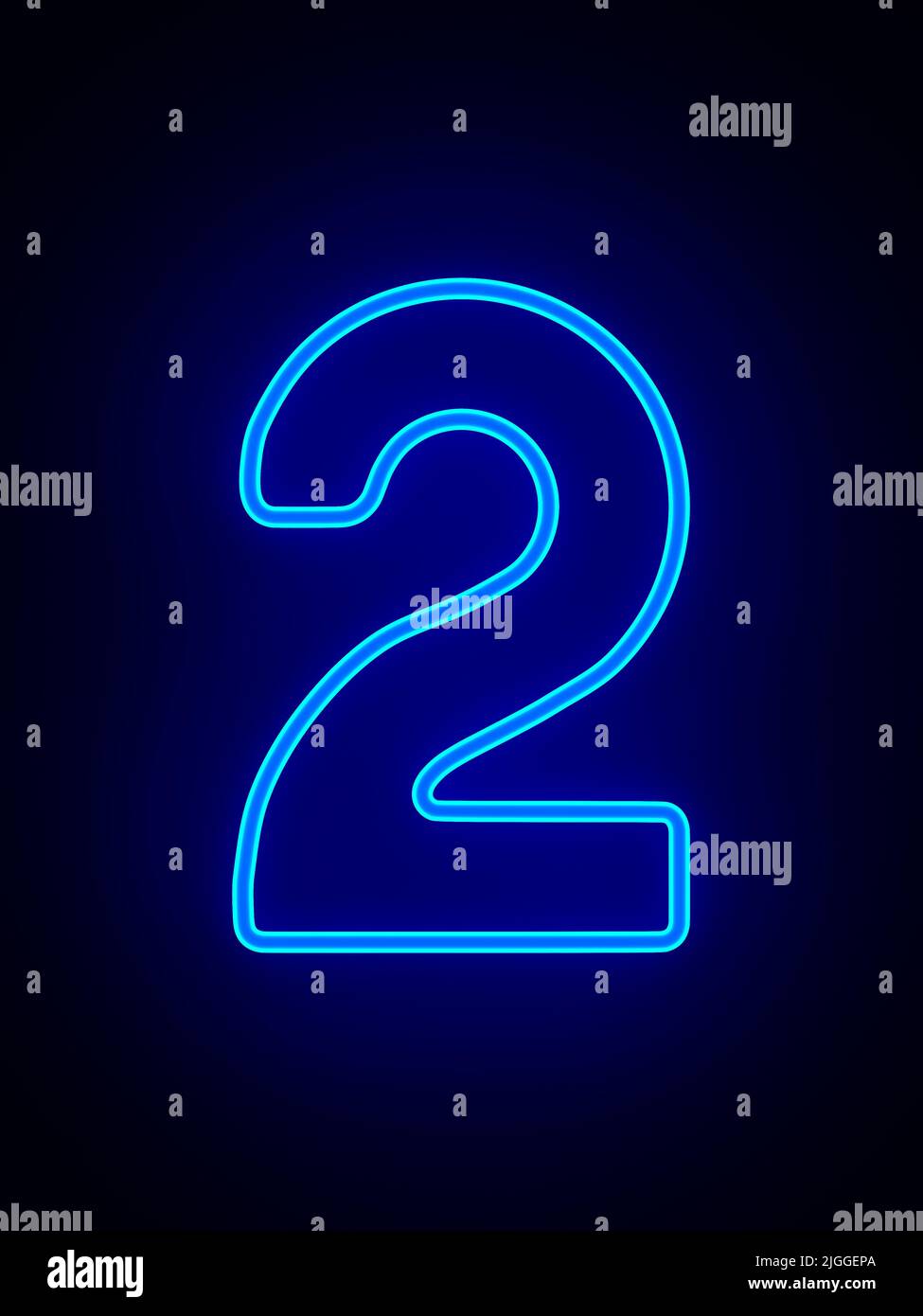 Number two on dark background. 3D illustration Stock Photo - Alamy