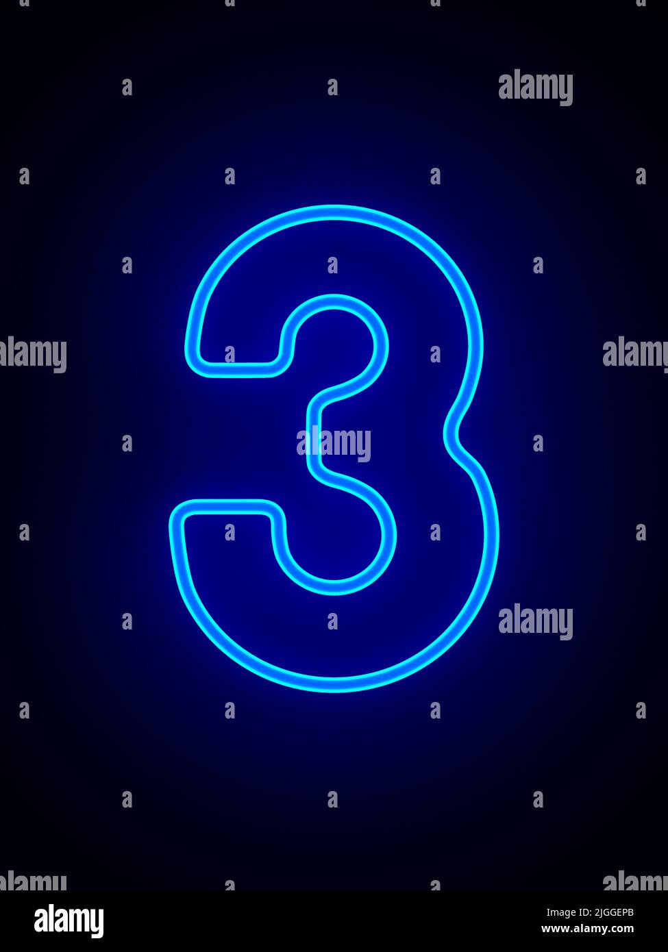 Number three on dark background. 3D illustration Stock Photo - Alamy