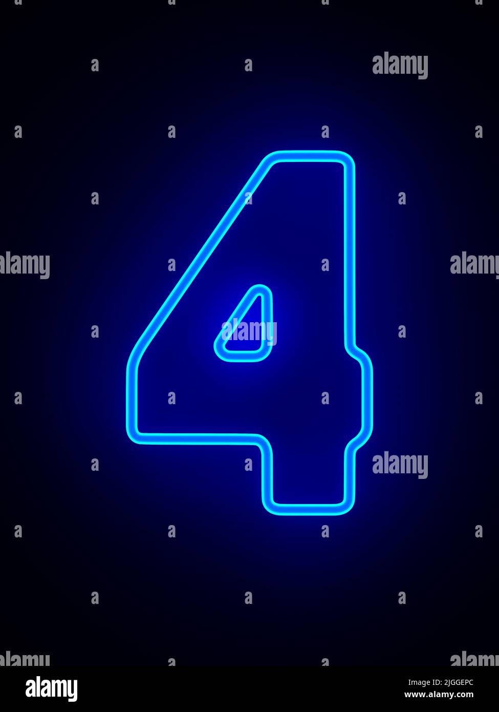 Number four on dark background. 3D illustration Stock Photo - Alamy