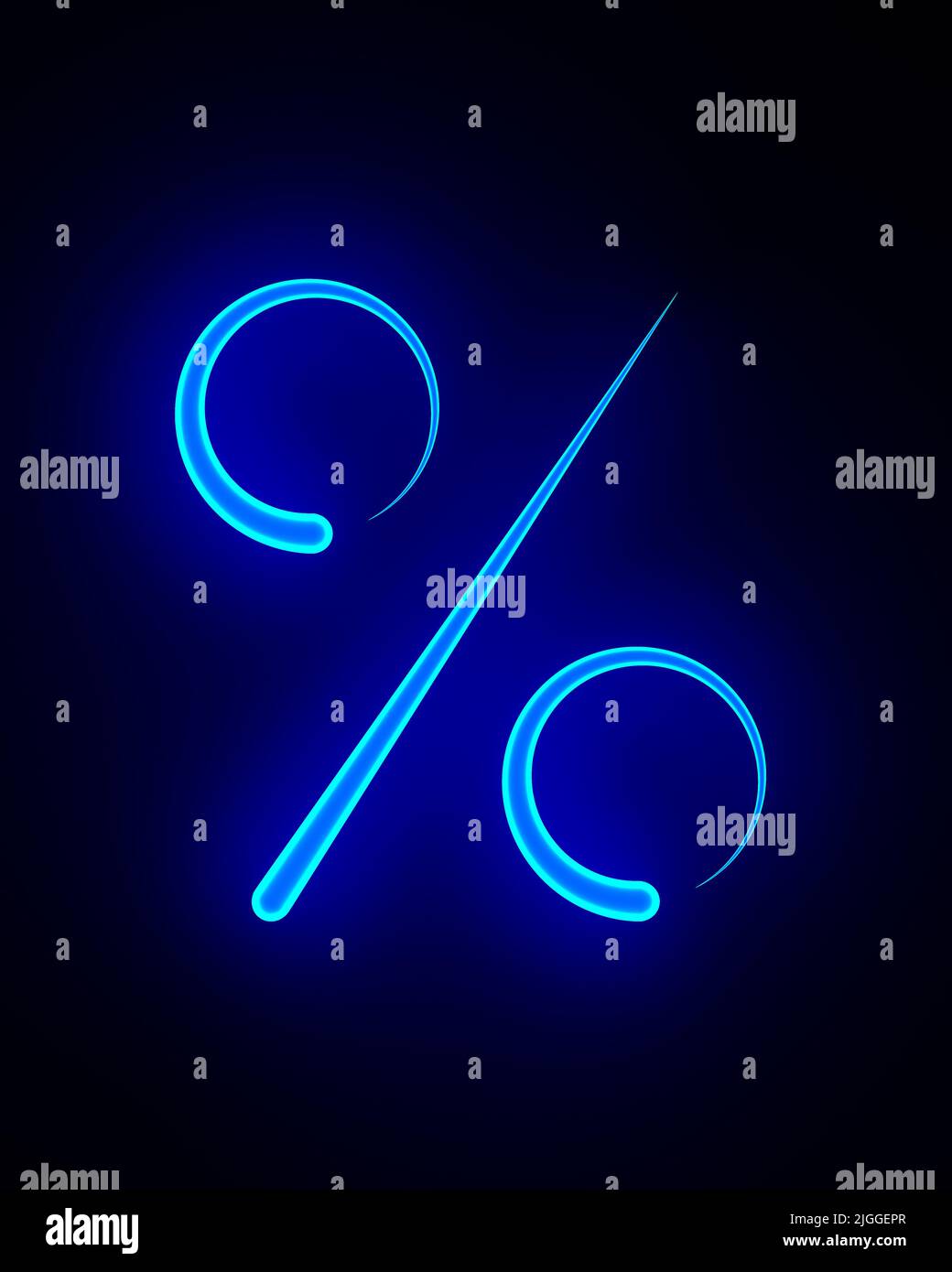 blue neon percent on dark background. 3D illustration Stock Photo - Alamy