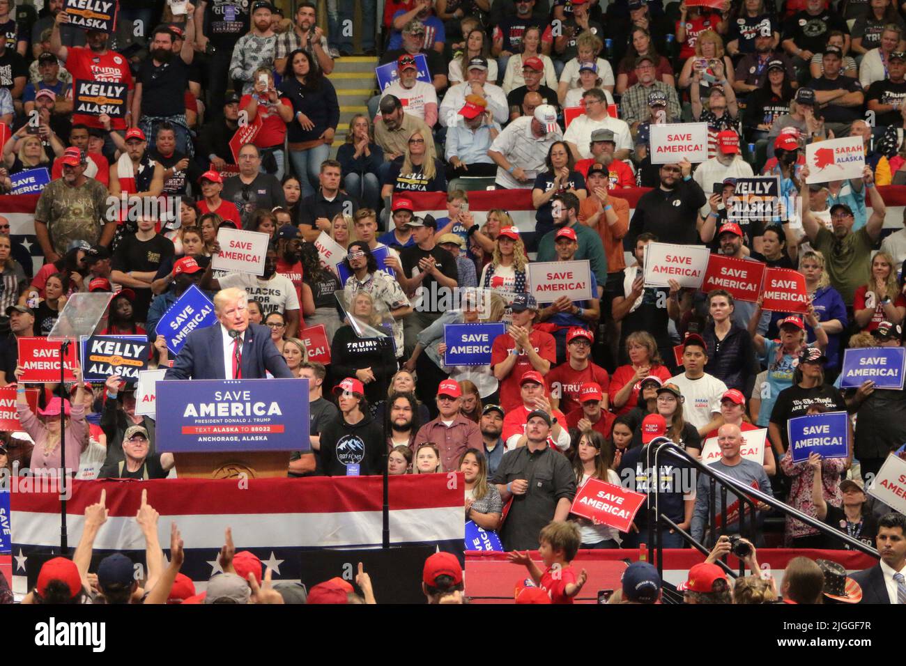 Anchorage, Alaska, USA. 9th July, 2022. DONALD TRUMP addresses the ...