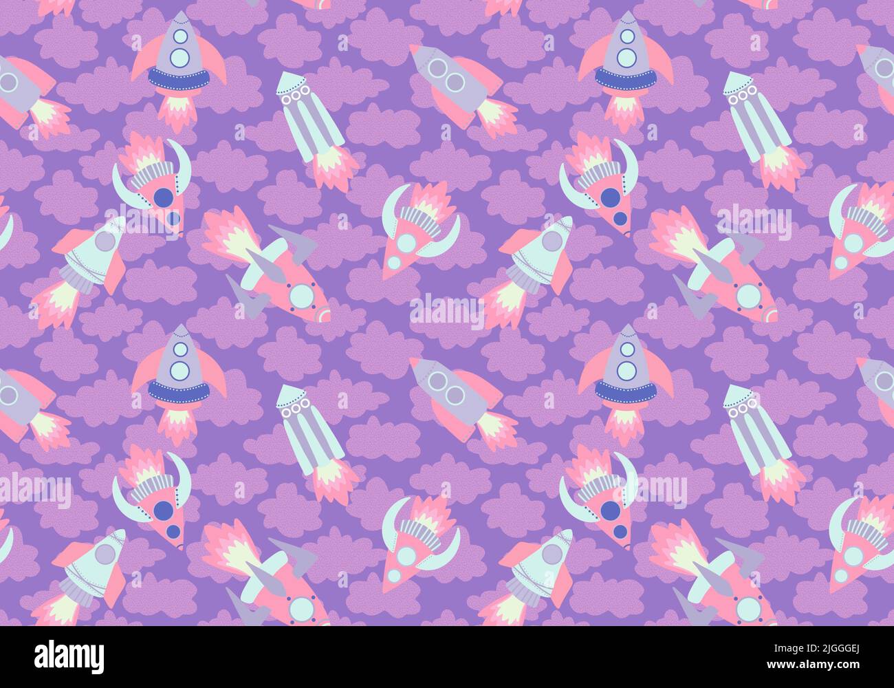 Cartoon seamless spaceship pattern for fabrics and kids and school ...