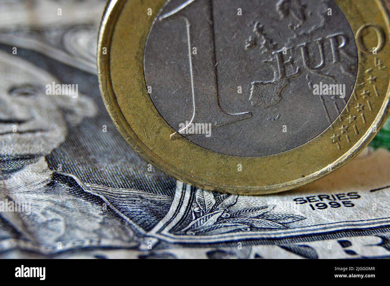France. 10th July, 2022. In this photo illustration, a one euro coin is ...