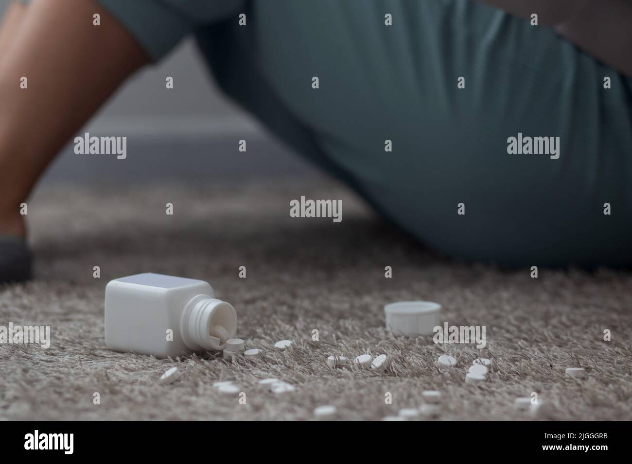 Young woman is disease depression while sad and stress with trouble ...