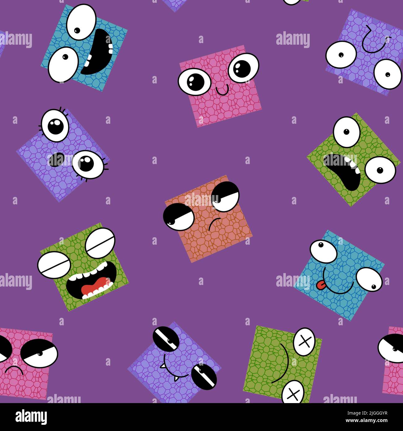 Square monsters seamless cartoon kids pattern for clothes print and ...