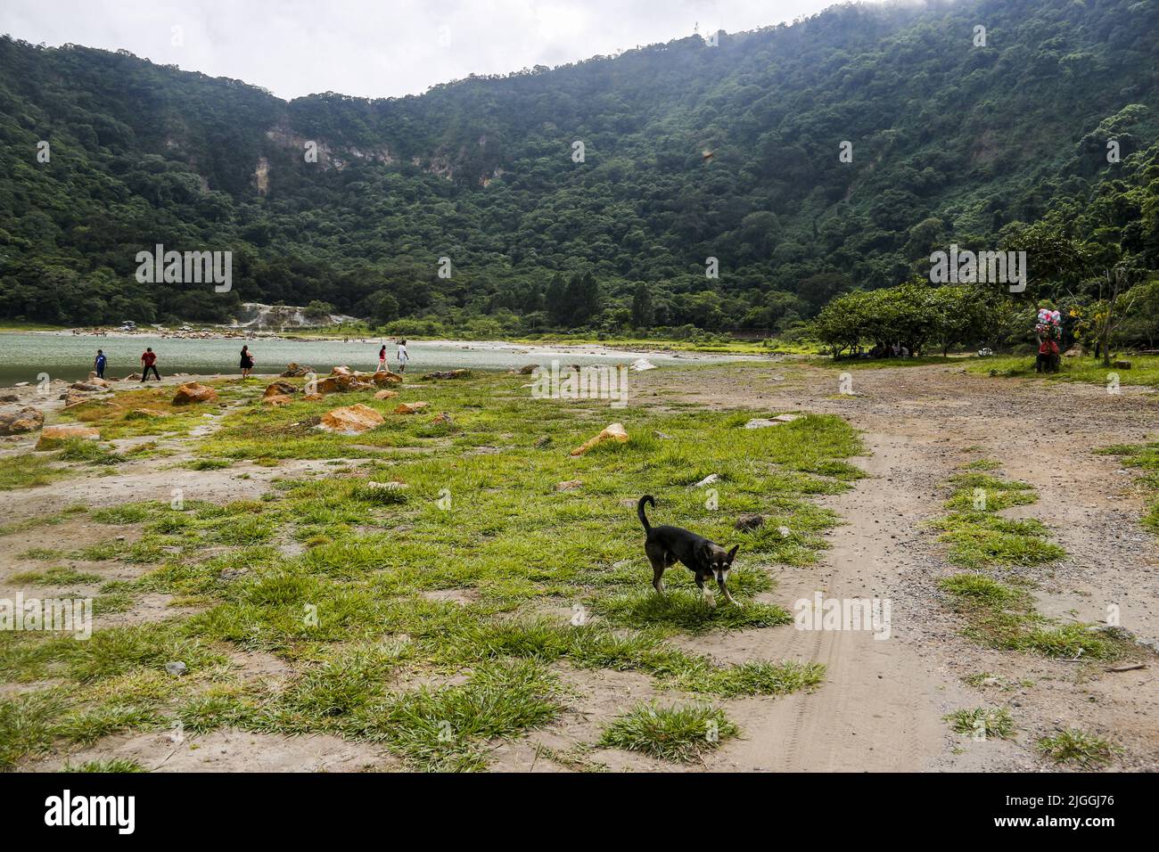 Tourists enjoy the Alegría Lagoon in the Tecapa Volcano. Credit: SOPA ...