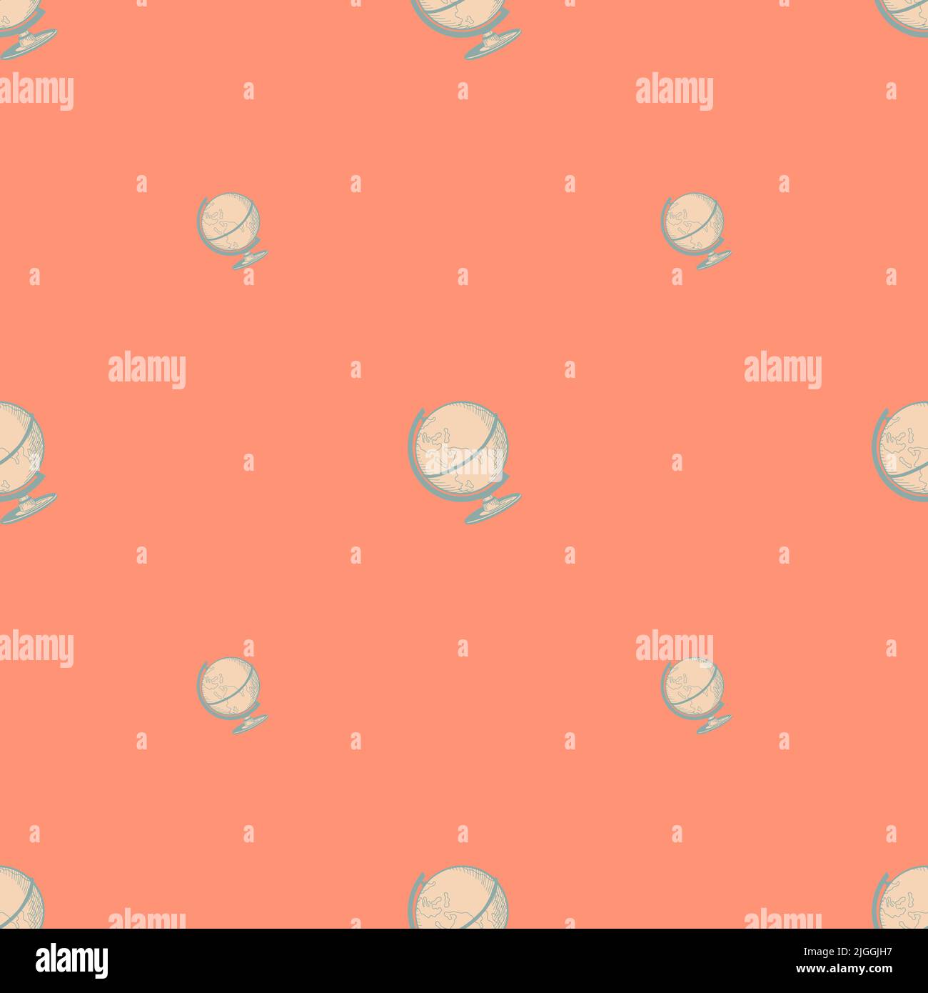 The globe engraved seamless pattern. Vintage world map in hand drawn ...