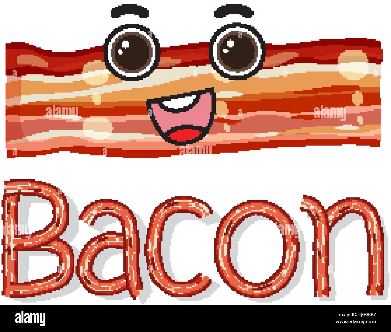 Bacon logo design with bacon cartoon character illustration Stock ...