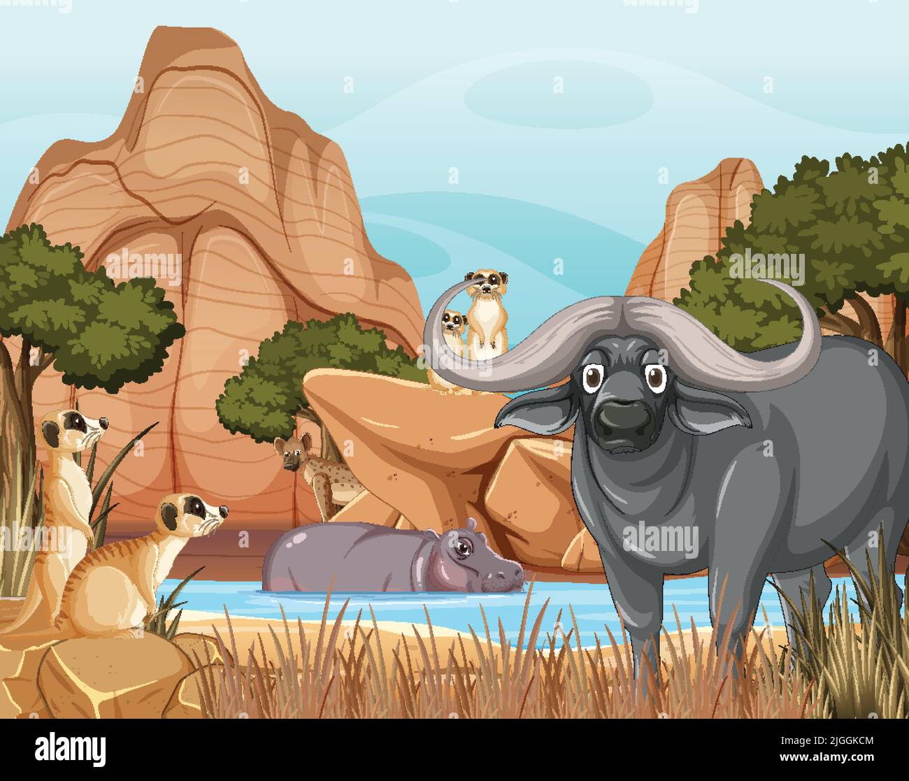 Dryland forest with animals illustration Stock Vector Image & Art - Alamy