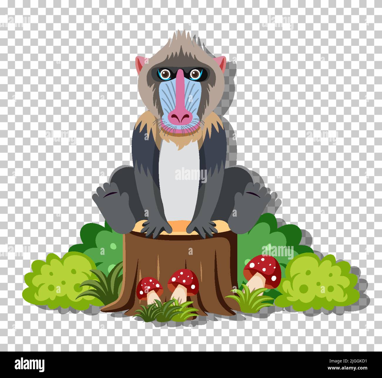 Cute mandrill in flat cartoon style illustration Stock Vector Image ...