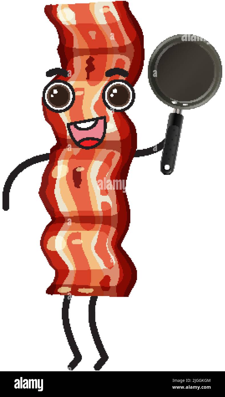 Bacon cartoon character on white background illustration Stock Vector ...