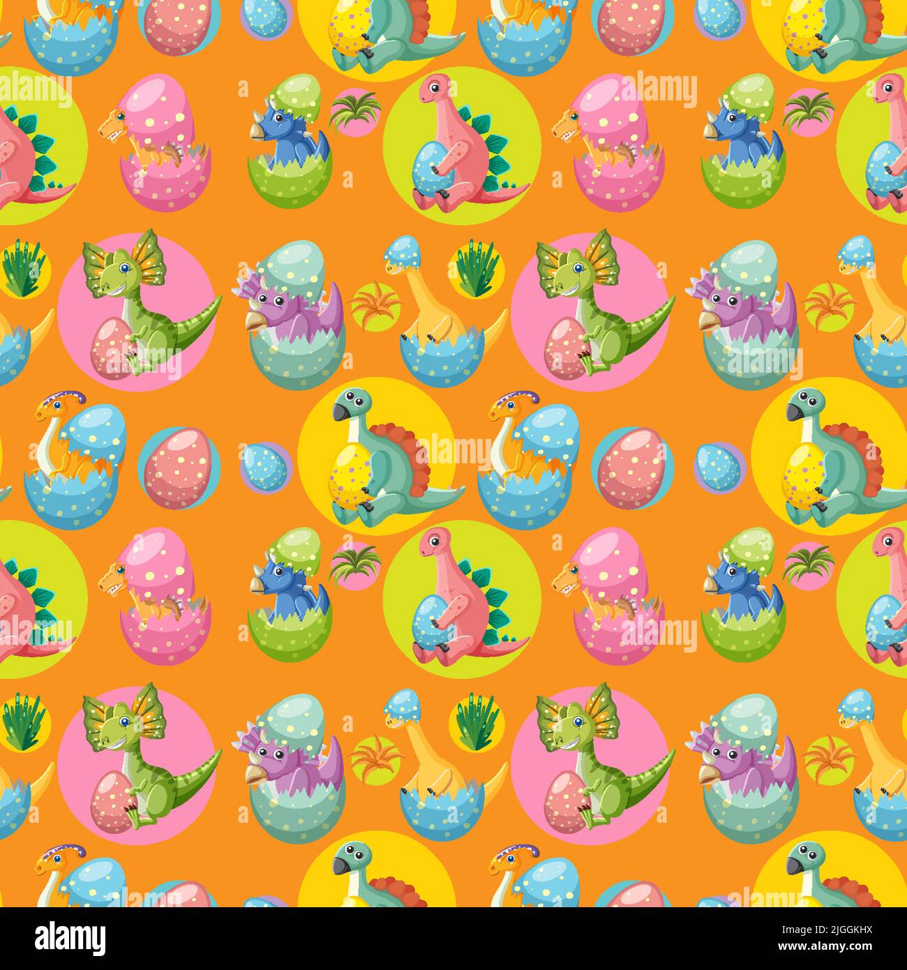 Cute dinosaur seamless pattern illustration Stock Vector Image & Art ...