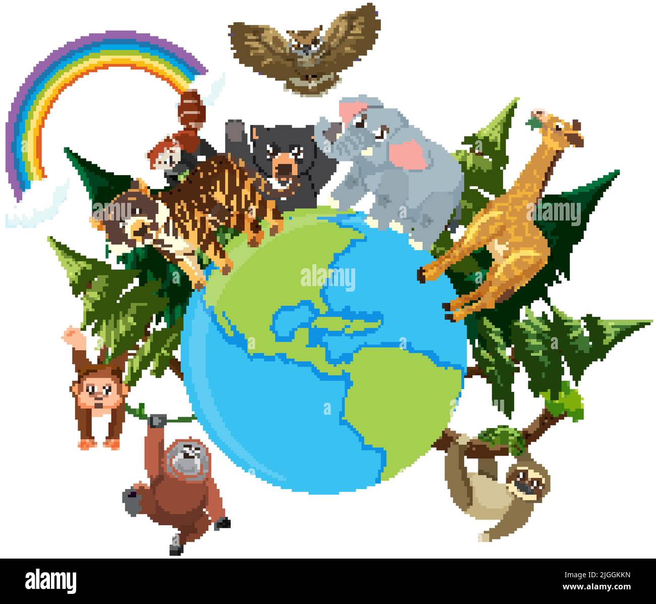 Wild animals around the world illustration Stock Vector Image & Art - Alamy