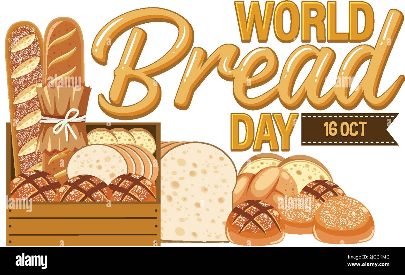 World Bread Day 16 October Logo Design illustration Stock Vector Image ...
