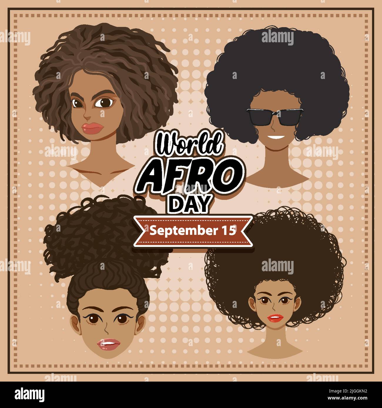 World Afro Day September 15 Banner Design illustration Stock Vector ...