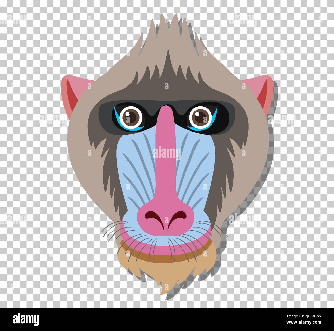Cute mandrill head in flat cartoon style illustration Stock Vector ...