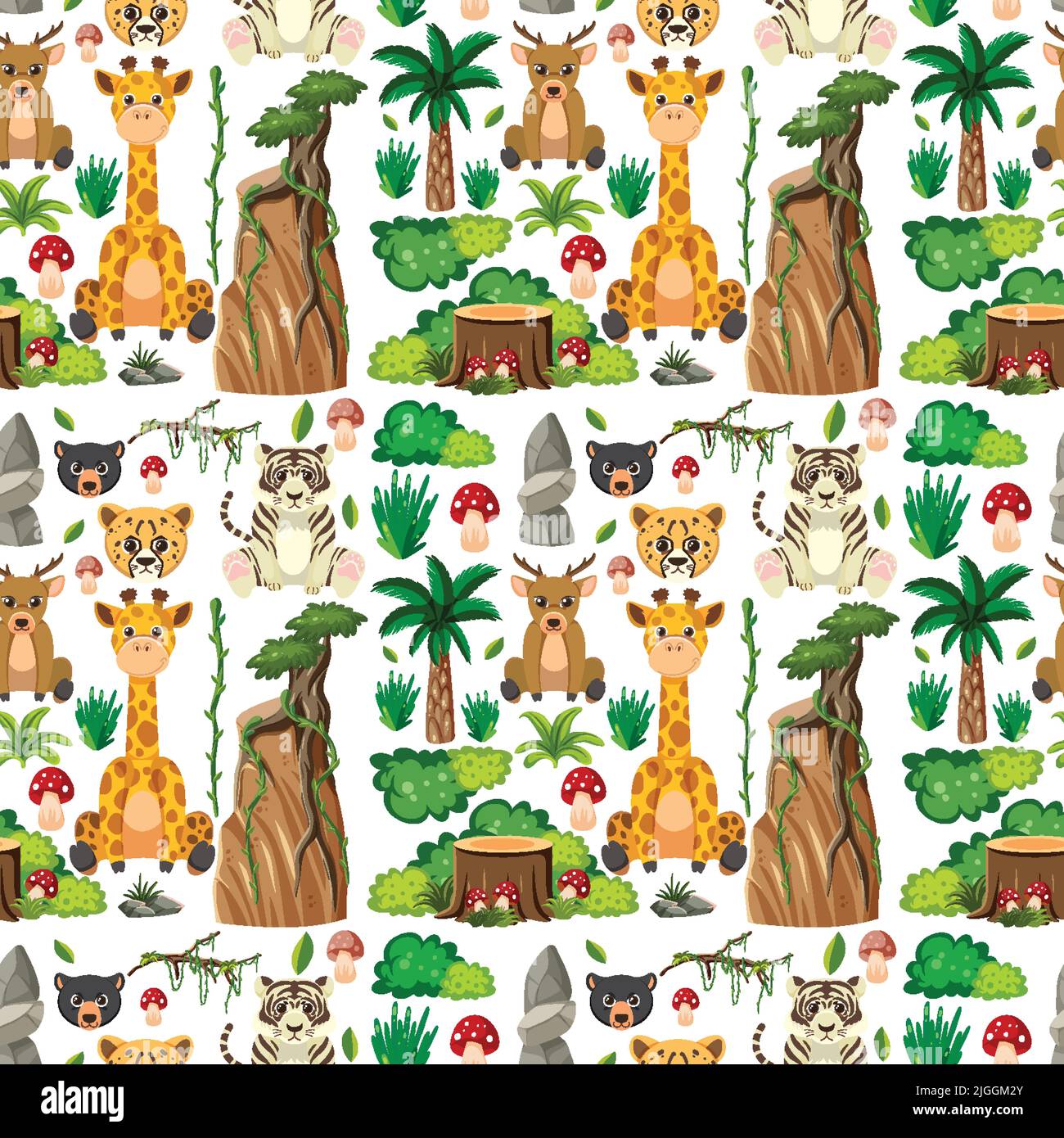 Cute animals seamless pattern illustration Stock Vector Image & Art - Alamy