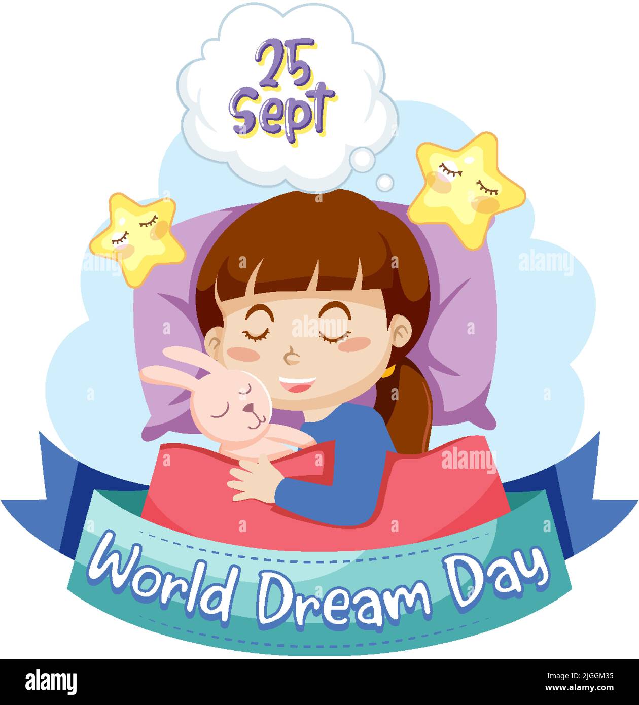 World dream day banner design with cartoon character illustration Stock ...