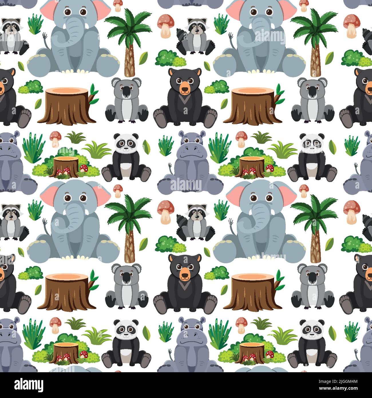 Cute animals seamless pattern illustration Stock Vector Image & Art - Alamy