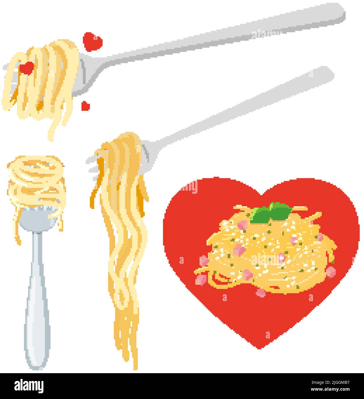 Spaghetti pasta and fork isolated illustration Stock Vector Image & Art ...