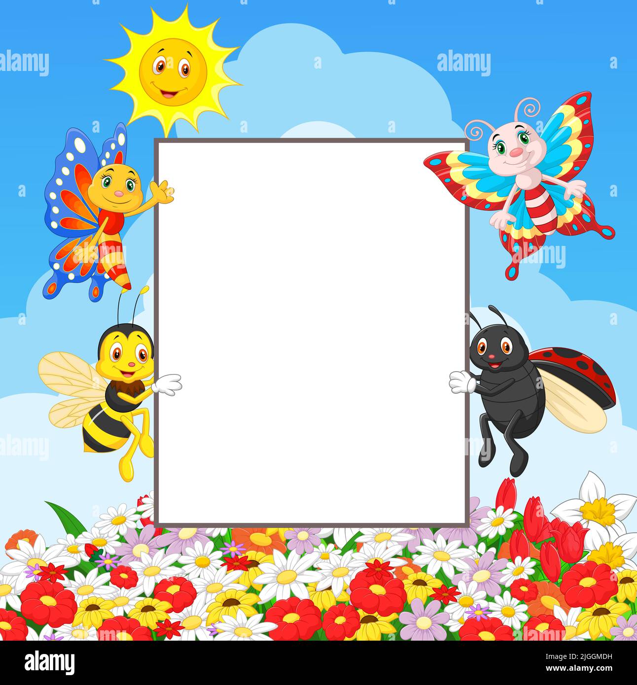 Cute insects cartoon holding blank sign Stock Vector Image & Art - Alamy