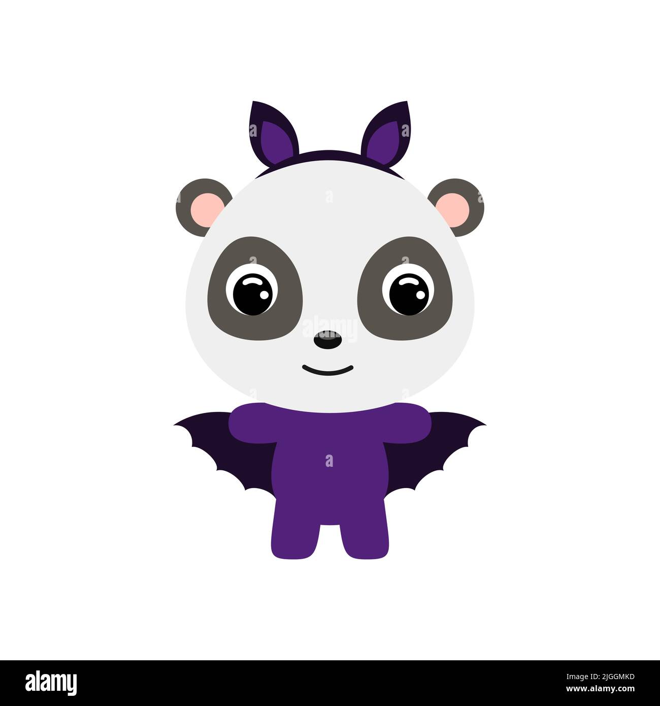Cute little Halloween panda in a bat costume. Cartoon animal character ...