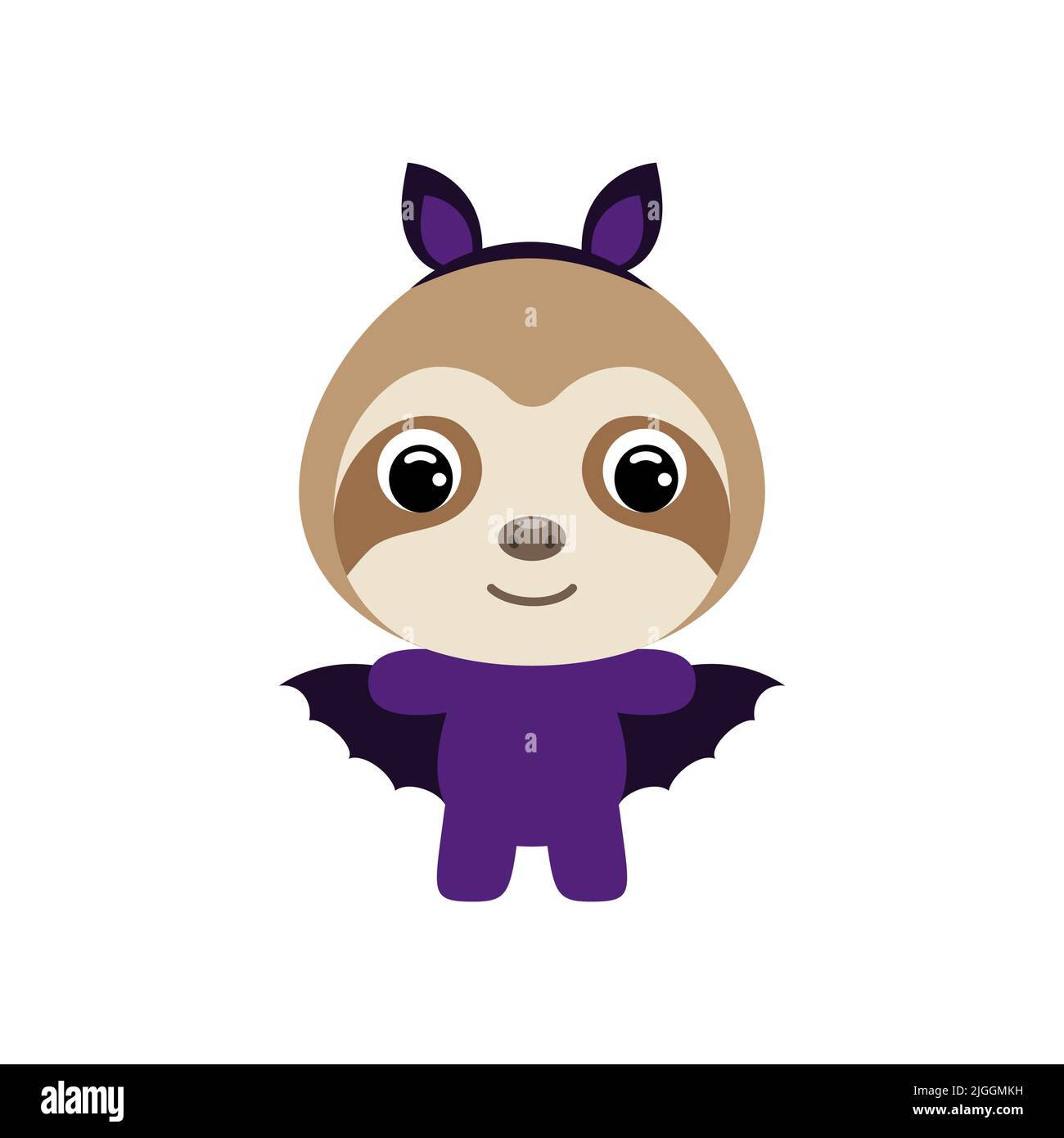 Cute little Halloween sloth in a bat costume. Cartoon animal character ...