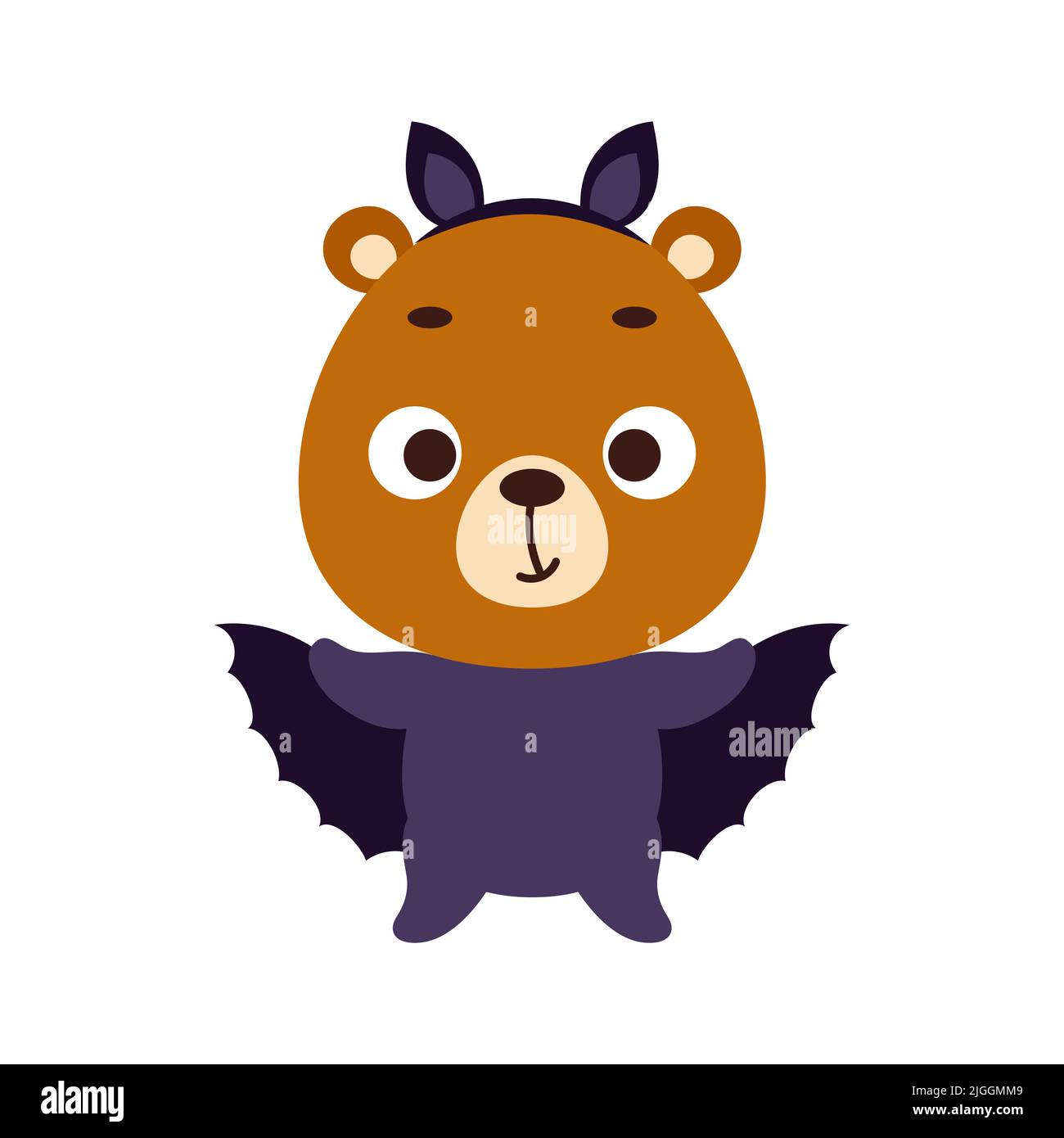Cute little Halloween bear in a bat costume. Cartoon animal character ...