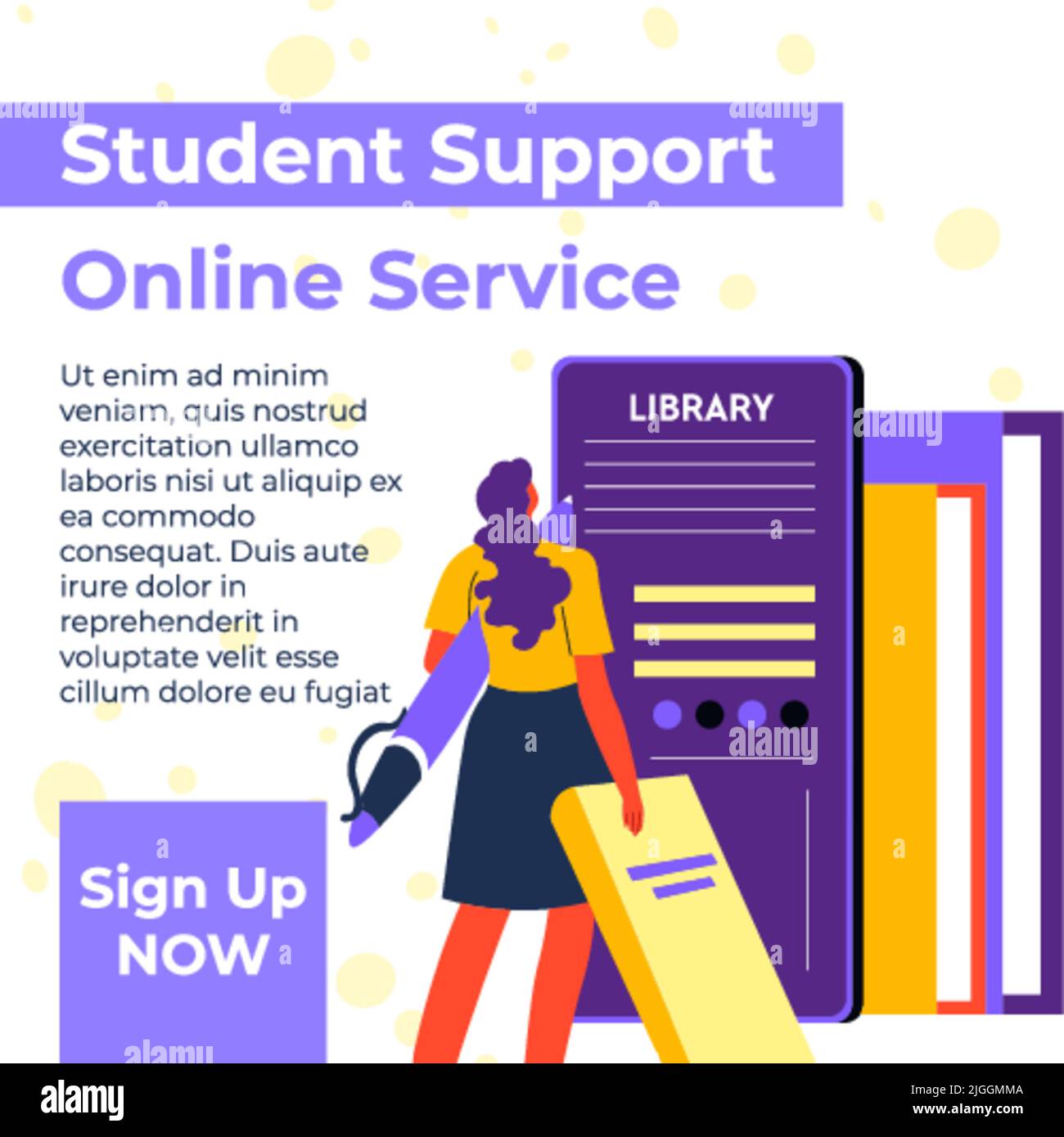 Student support online service, sign up library Stock Vector Image ...