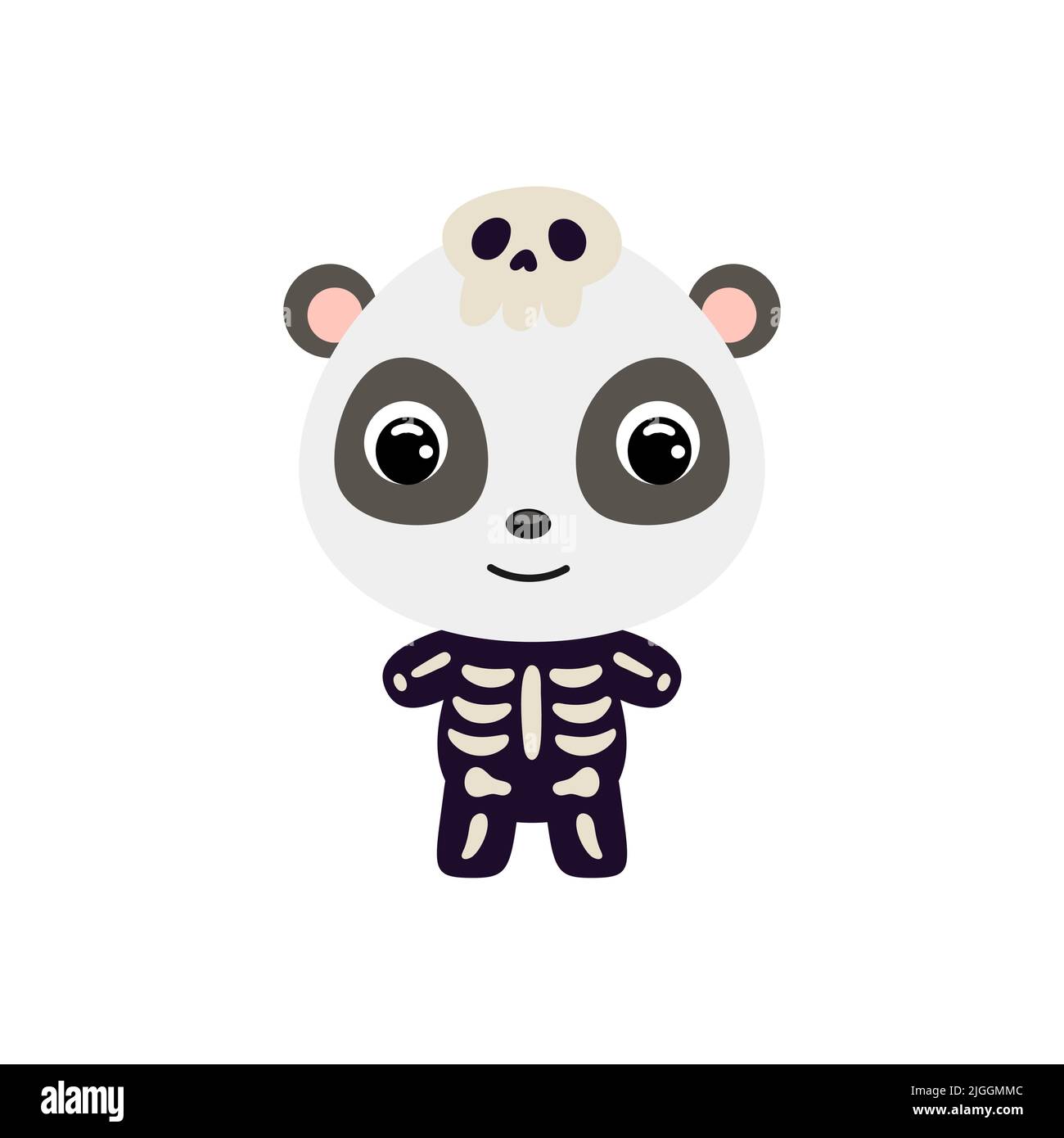 Cute little Halloween panda in a skeleton costume. Cartoon animal ...