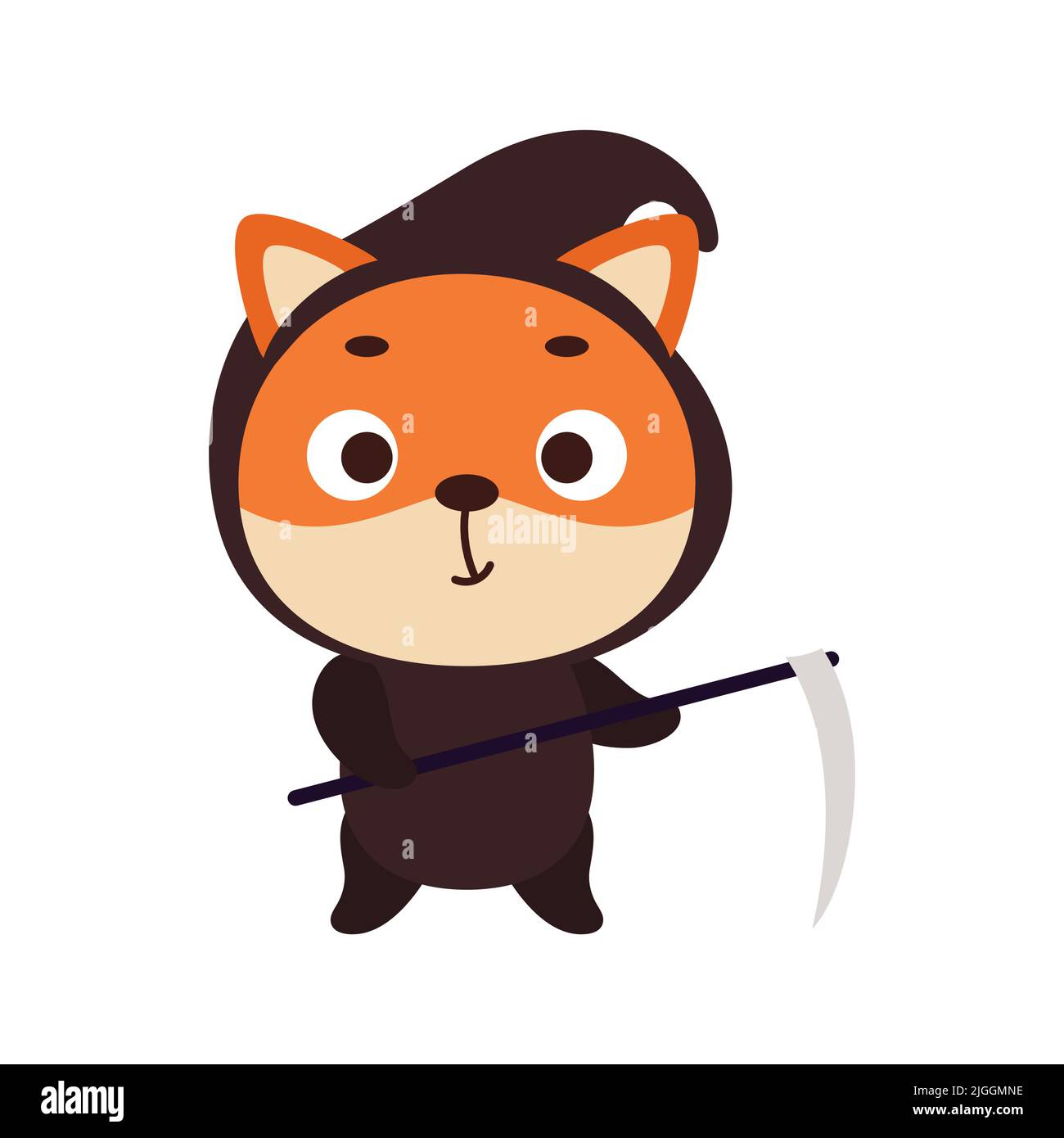 Cute little Halloween fox in a grim Reaper costume. Cartoon animal ...