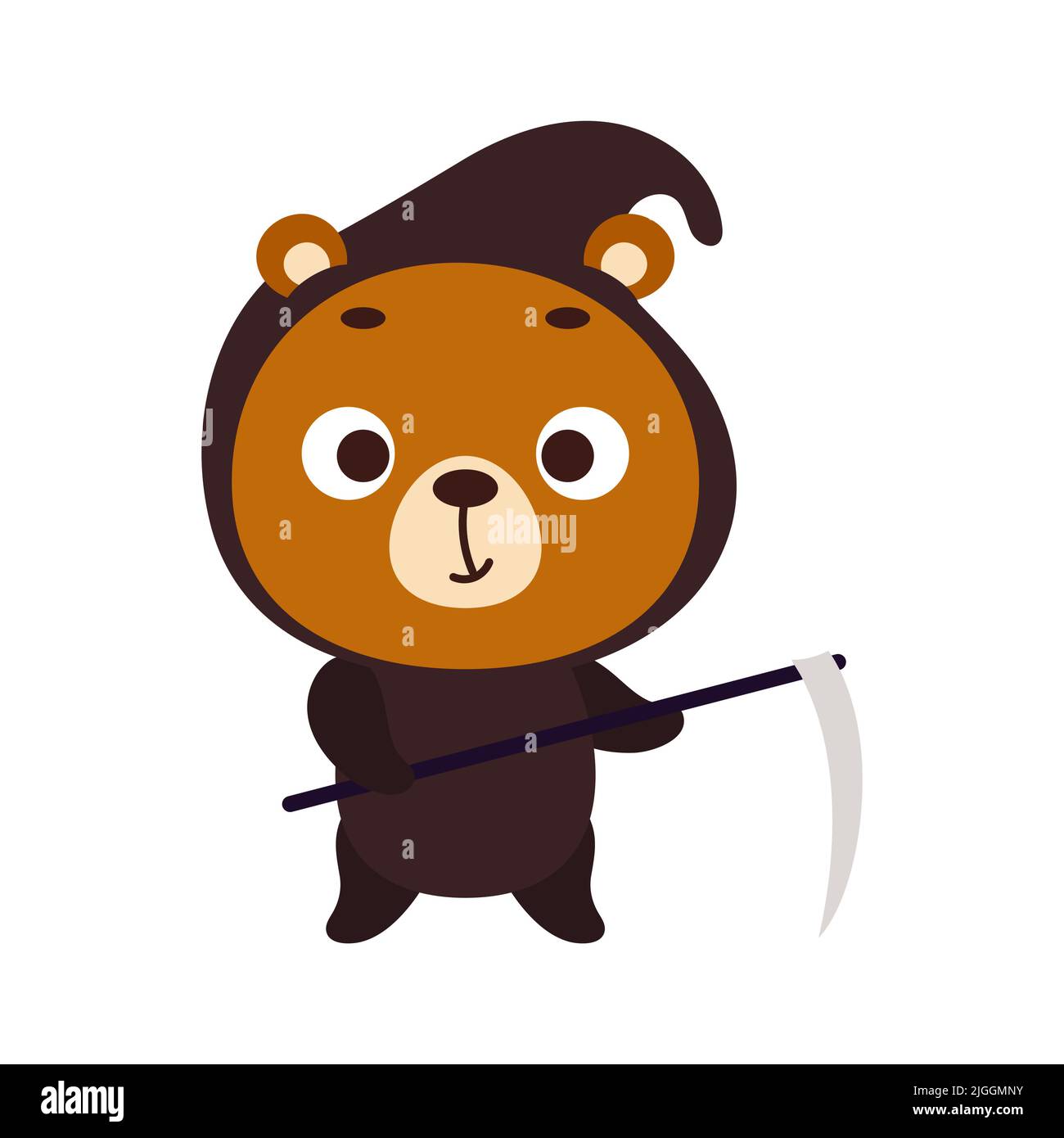 Cute little Halloween bear in a grim Reaper costume. Cartoon animal ...