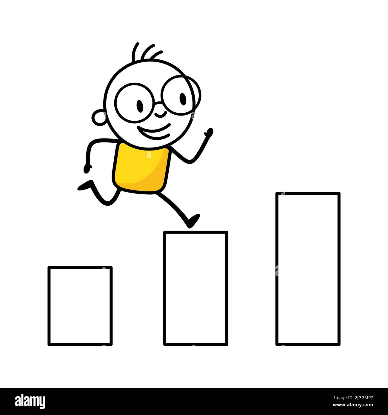 Man jumping for his goal isolated on white background. Success business ...