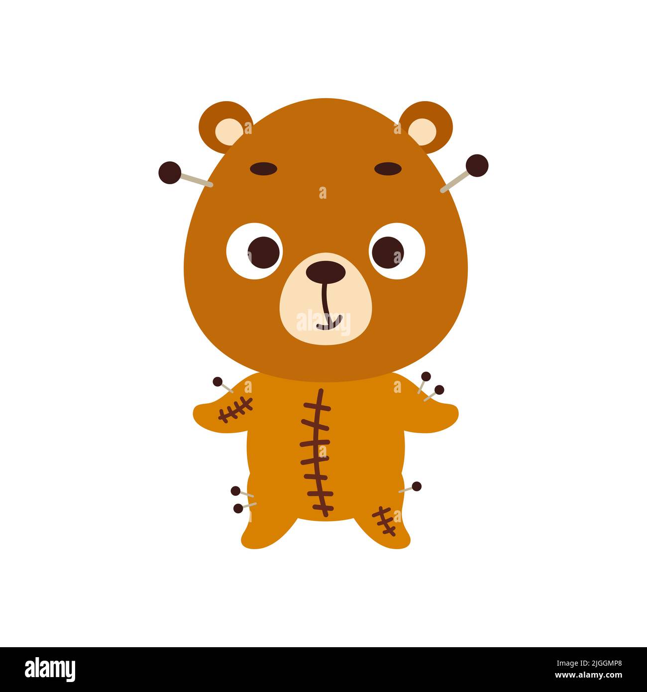 Cute little Halloween bear in a voodoo costume. Cartoon animal ...