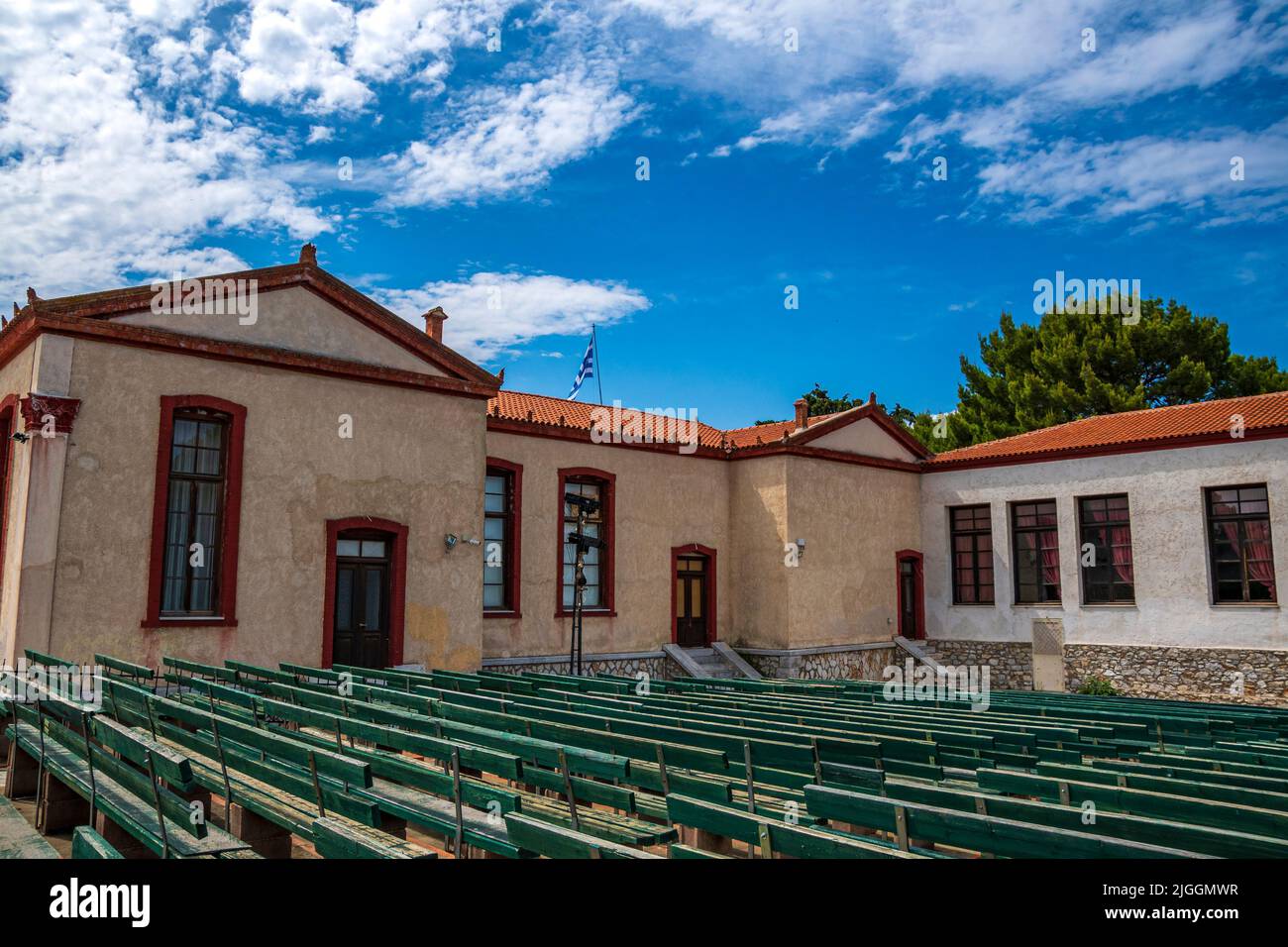 The neoclassic buildings of the old school, which houses the Cultural ...
