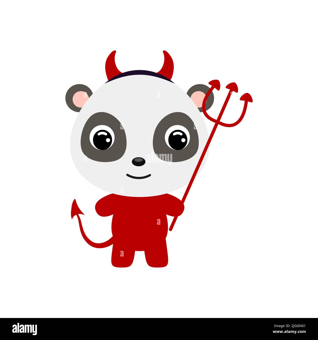 Cute little Halloween panda in a devil costume. Cartoon animal ...