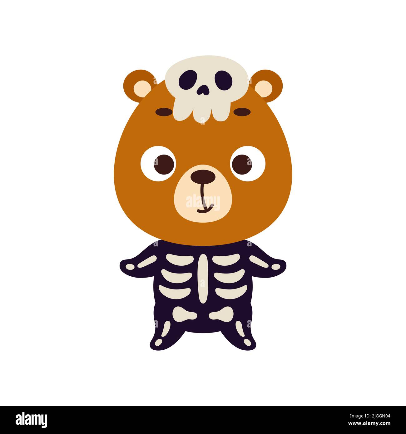 Cute little Halloween bear in a skeleton costume. Cartoon animal ...