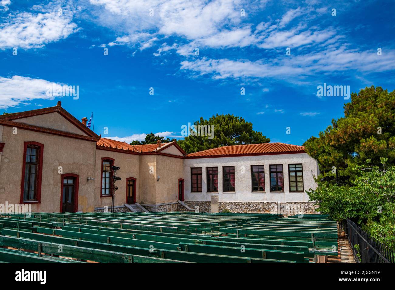 The neoclassic buildings of the old school, which houses the Cultural ...