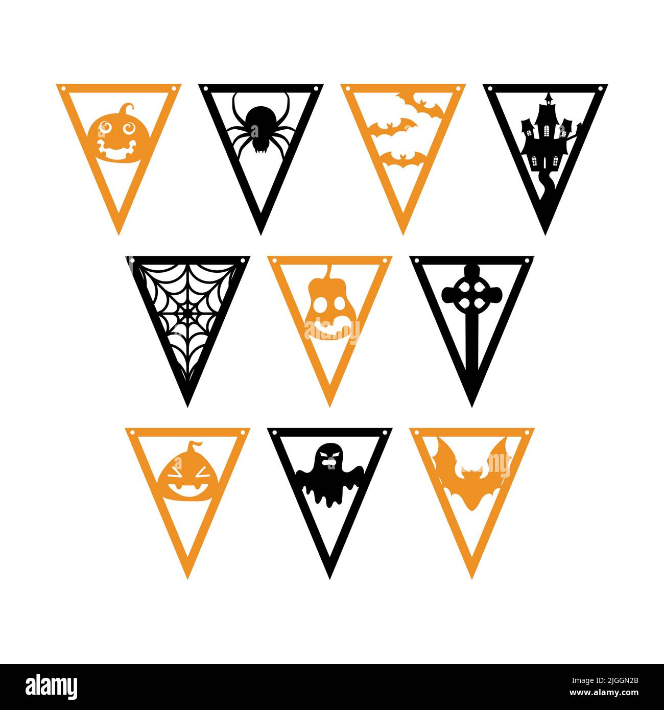 Halloween bunting banner. Set flags decoration for party, nursery wall ...