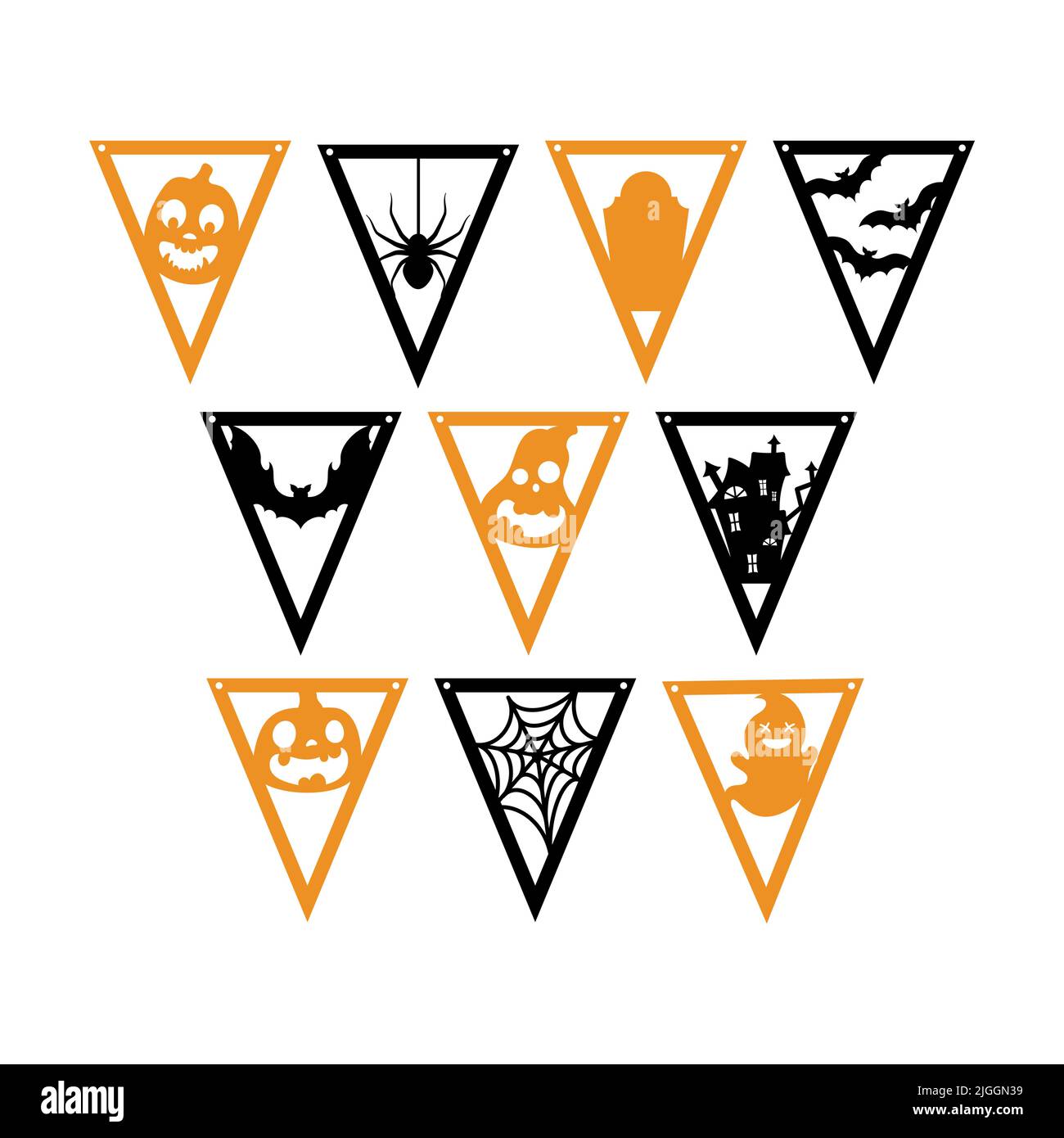 Halloween bunting banner. Set flags decoration for party, nursery wall ...