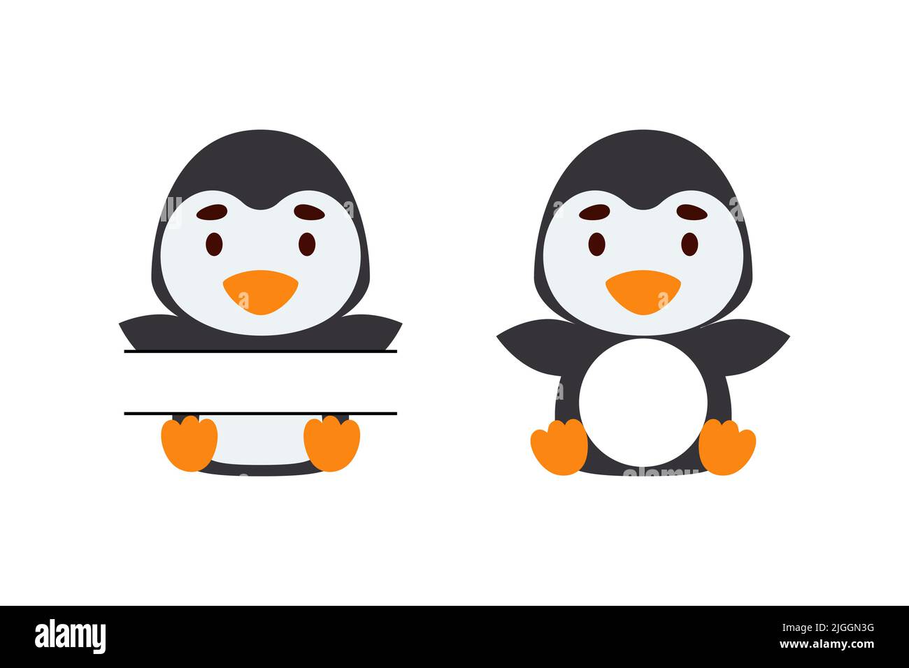 Cute little penguin split monogram. Funny cartoon character for kids t ...