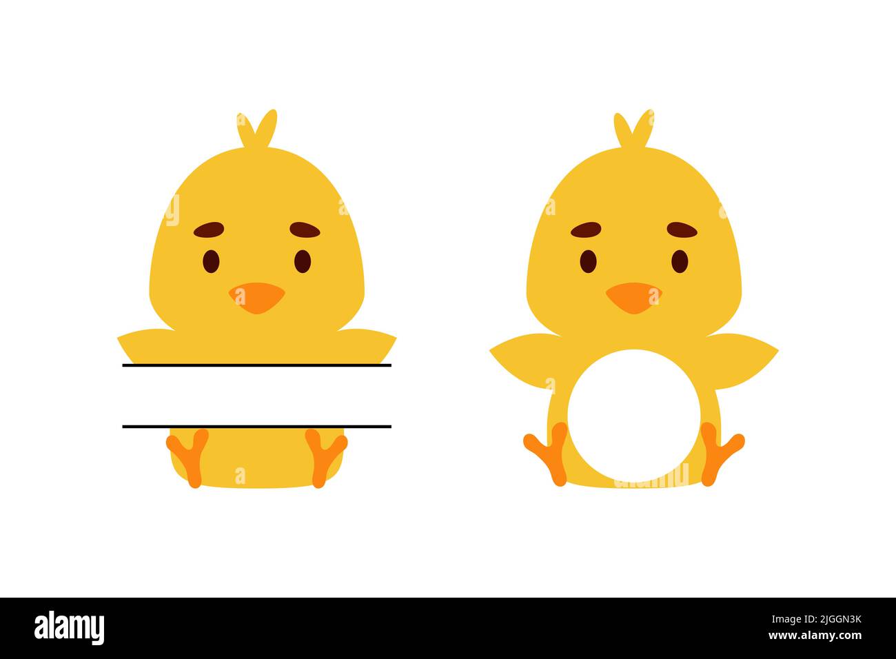 Cute little chicken split monogram. Funny cartoon character for kids t ...