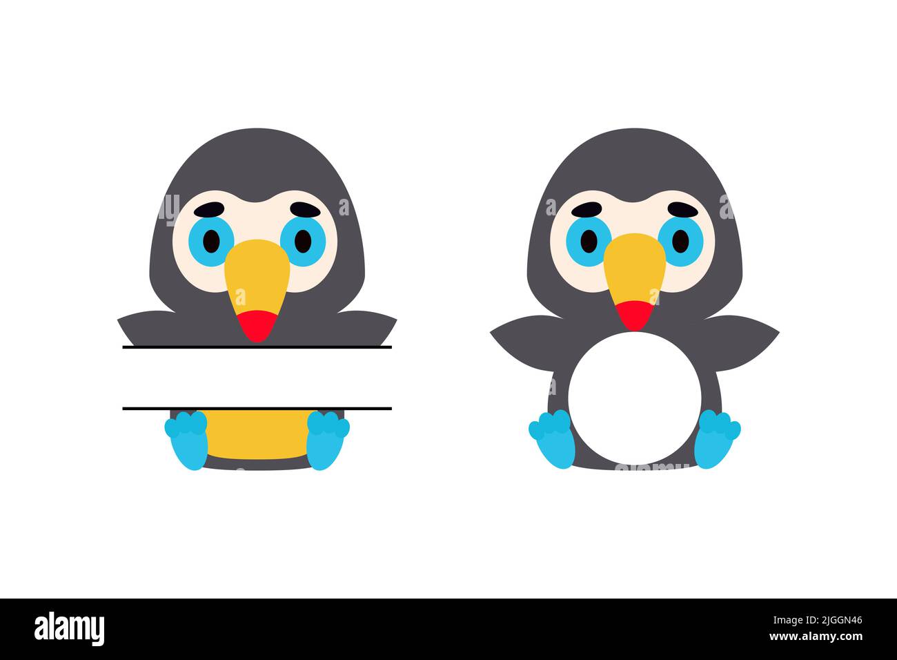 Cute little toucan split monogram. Funny cartoon character for kids t ...