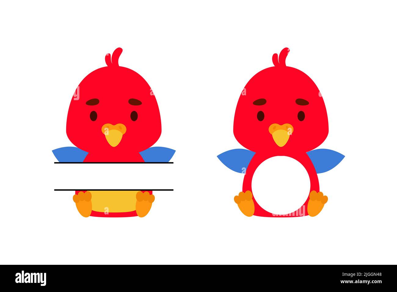Cute little parrot split monogram. Funny cartoon character for kids t ...