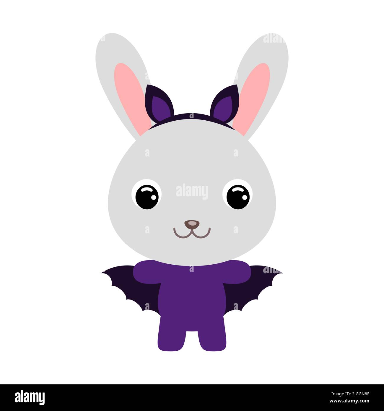 Cute little Halloween rabbit in a bat costume. Cartoon animal character ...