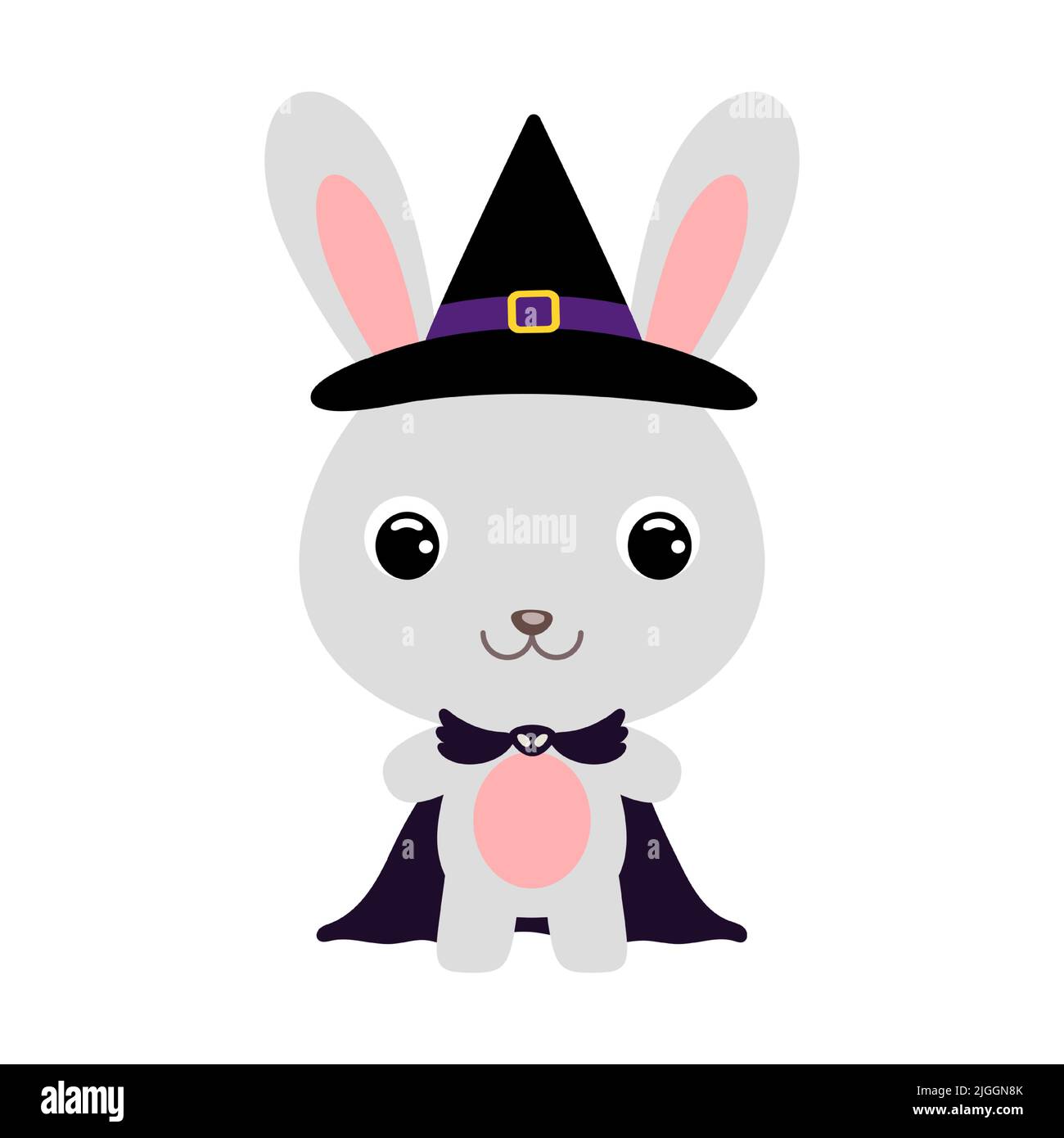 Cute little Halloween rabbit in a wizard costume. Cartoon animal ...
