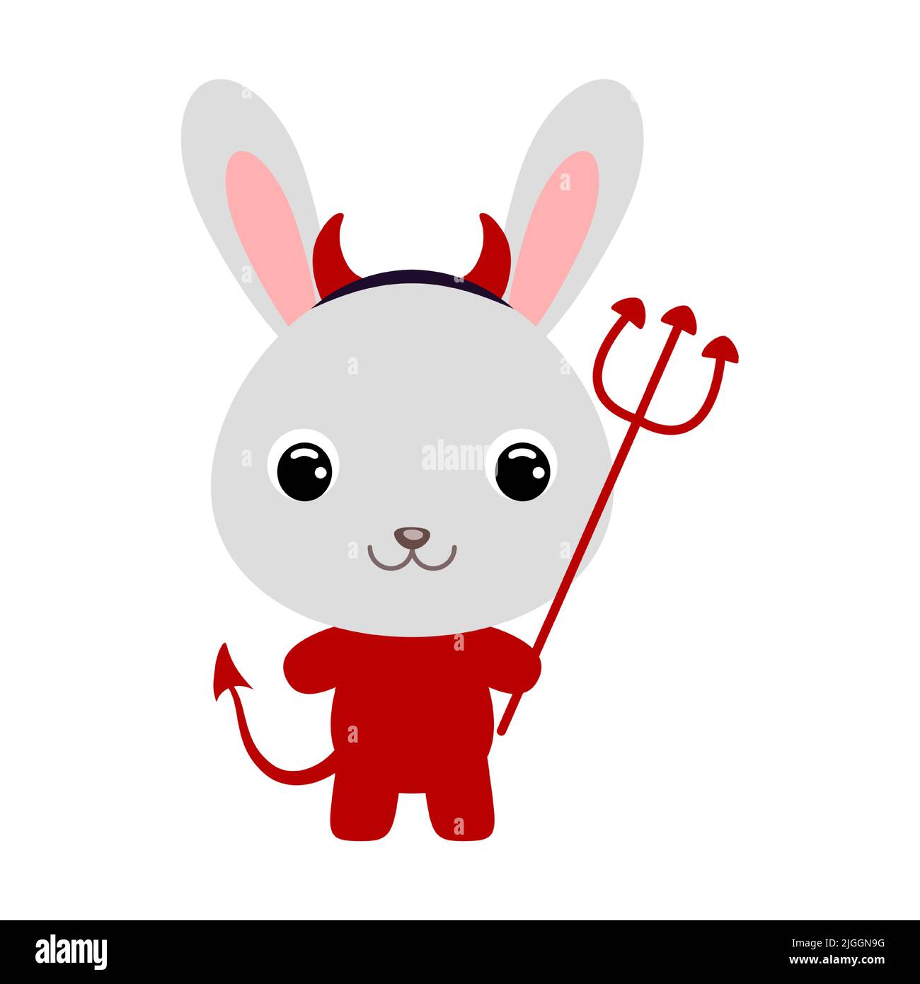 Cute little Halloween rabbit in a devil costume. Cartoon animal ...