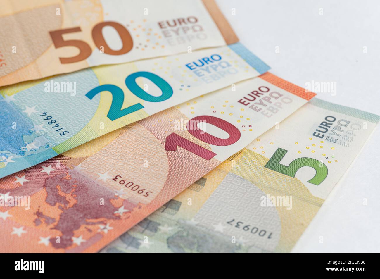 5, 10, 20, 50 euro banknotes. Money on white background Stock Photo - Alamy