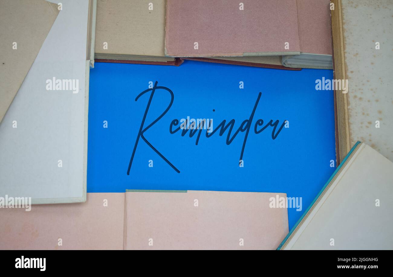 Reminder word with money. Paper currency background with different ...